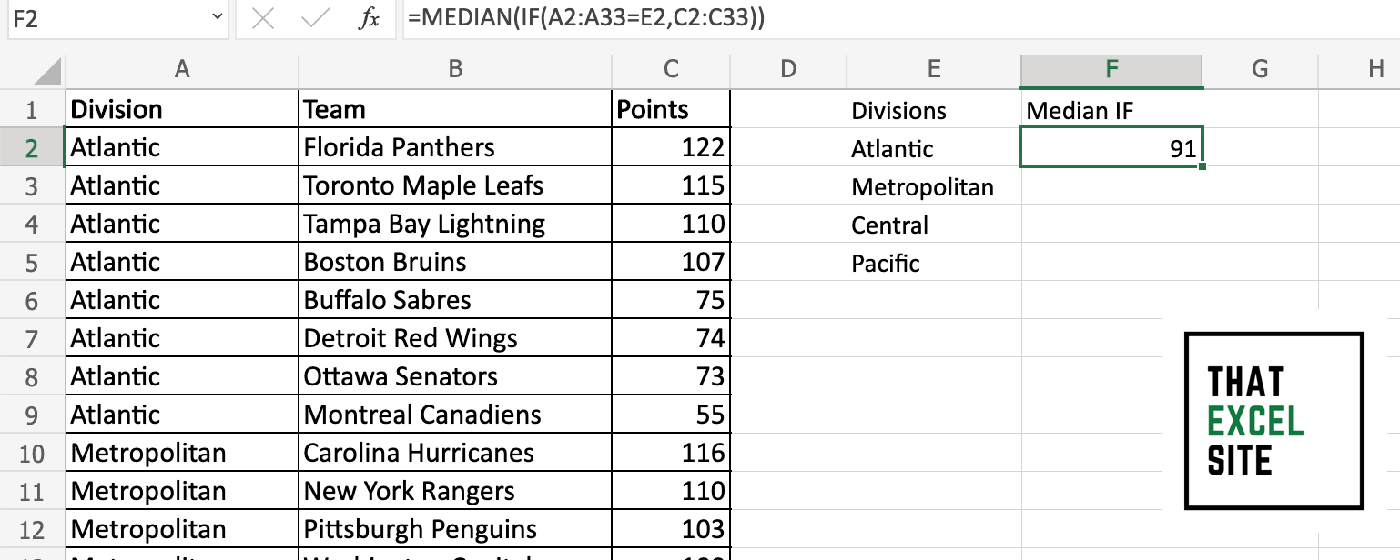 How To Calculate A Median If Function In Excel Conditional Median