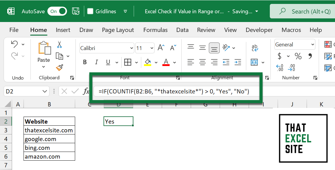 Excel: How to Check if a Value Exists in a Range or List - That Excel Site