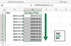 How to Get First Day of the Year in Excel - That Excel Site