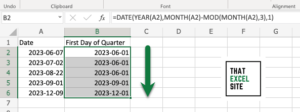 How to Get the First Day of the Quarter in Excel - That Excel Site