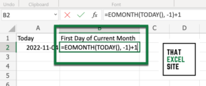 How to Get the First Day of the Month in Excel - That Excel Site